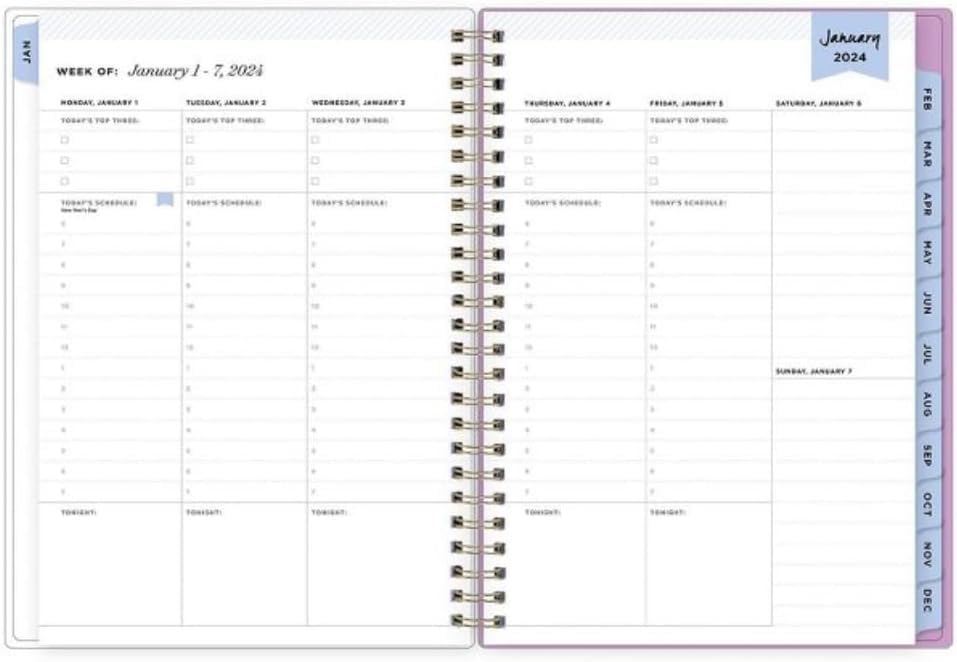 January 2024 x December 2024 Vertical Hourly Appointment Year Round Planner Notes,Weekly/Monthly 5.875"x8.625" Celebration Floral - Day Designer and BallPoint Crystal Daimond Pen