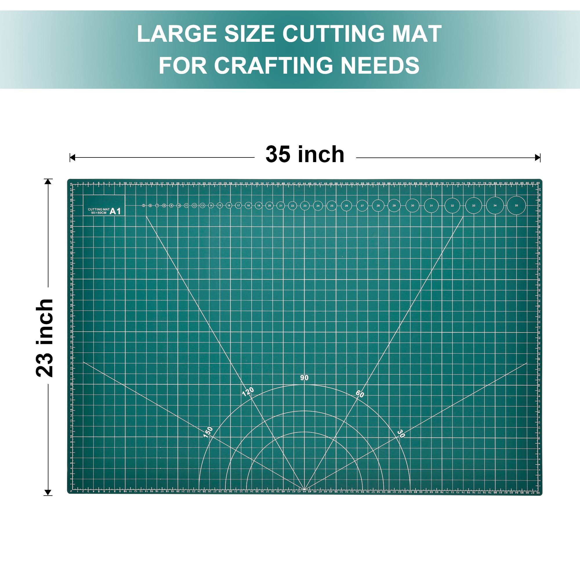 Prime Vinyl Cutting Mat, 23" x 35" Self Healing Cutting Mat, 5-Ply Craft Mat Green, Rotary Cutting Mat for Crafts, Fabric, Sewing, Quilting, Scrapbooking
