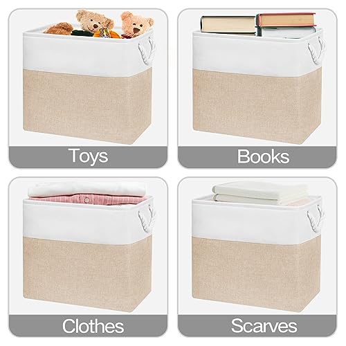 Hylarios Fabric Storage Baskets for Shelves 3 Pack, Storage Bins with Handles for Organizing Foldable Storage Bins for Toys, Clothes, Closet Large Storage Bins 17x12x15inches