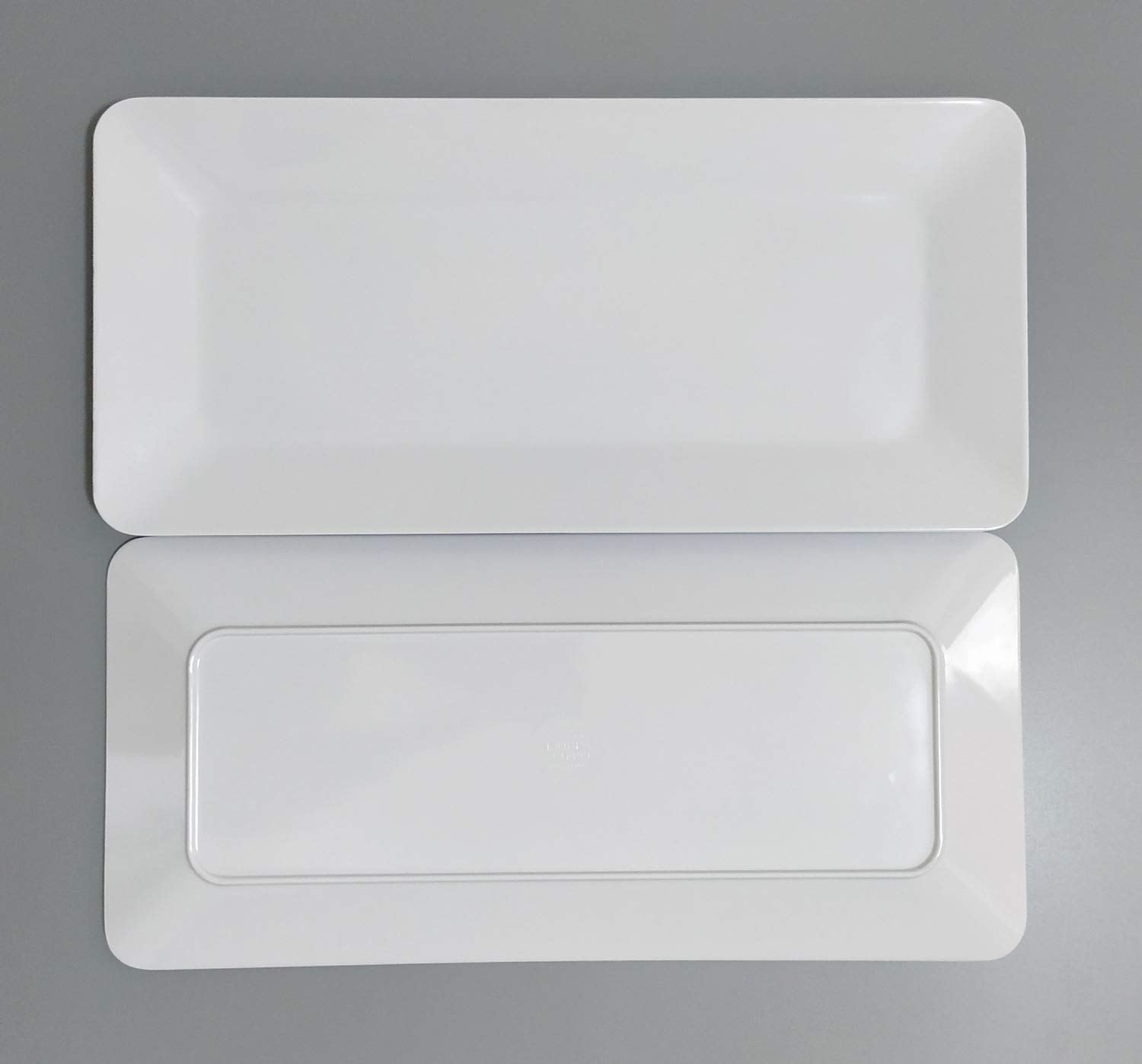 KX-WARE 17-inches Melamine Serving Platters/Rectangular Trays for Party | Set of 2 White, Dishwasher Safe, BPA Free