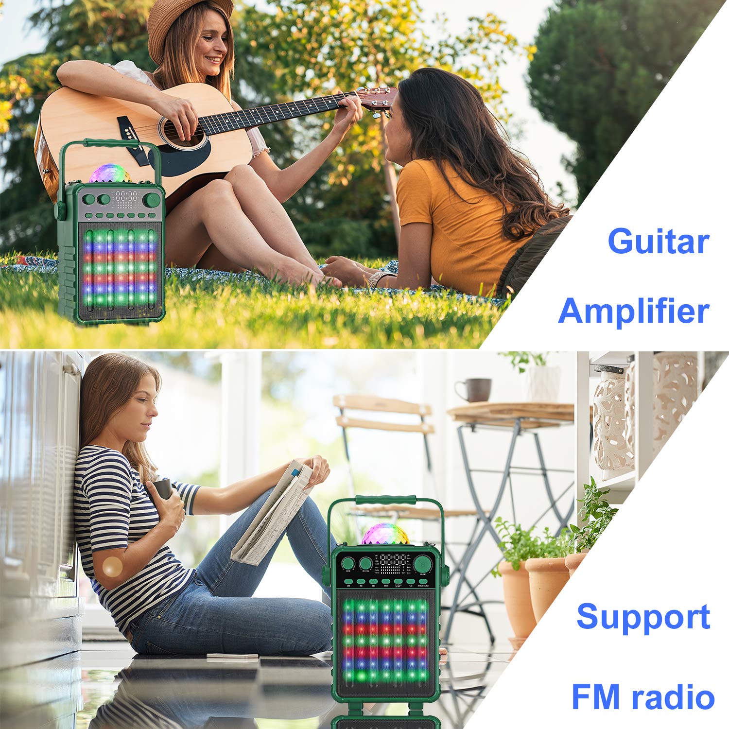 Karaoke Machine with Wireless Microphone, YLL Bluetooth Karaoke Speaker PA Sound System with Disco Lights for Home Party, FM, Recording, TF/USB Supported