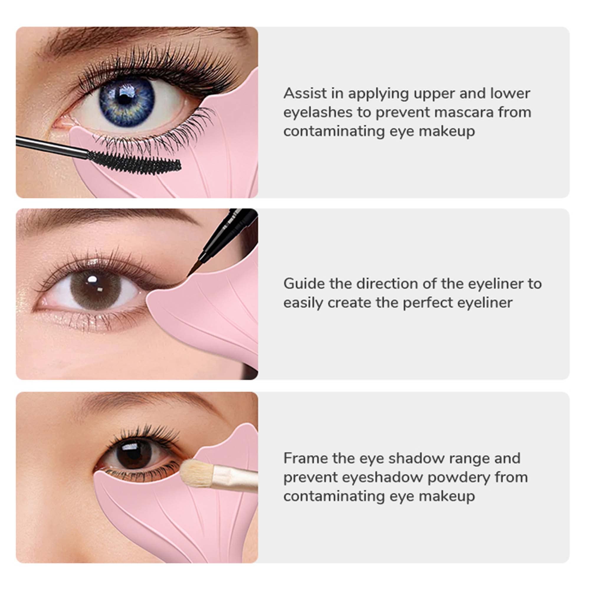Mascara Shield Applicator Guard | Silicon Eyeliner tool | Upper and Lower Eye Lash Shield for Applying Lashes | Reusable Makeup Mascara applicator tool | Pink, 0.96 ounces, 1.0 Count, (Pack of 1)