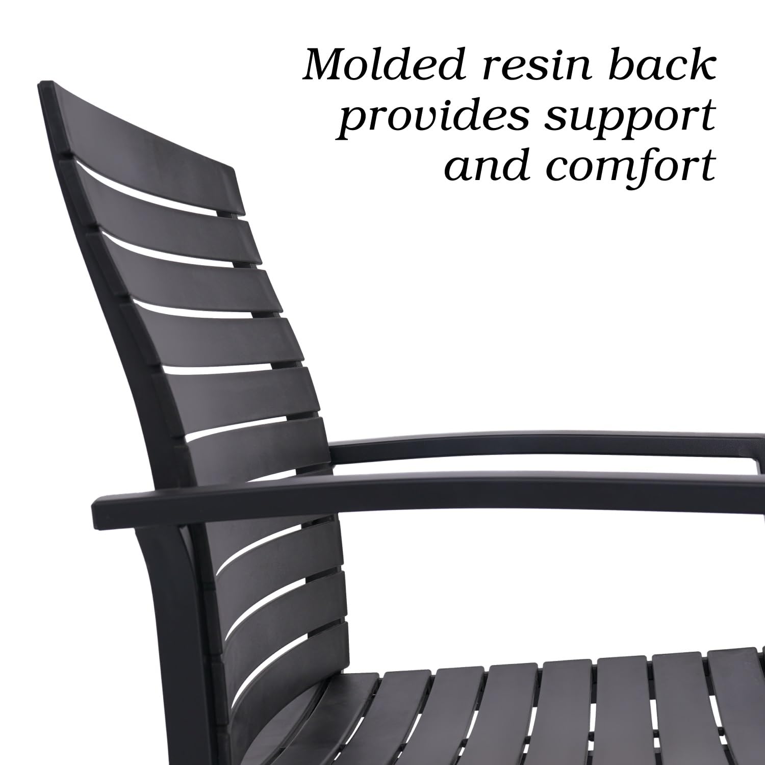 Virvla Set of 2 Patio Stackable Aluminum/Resin Outdoor Dining Chairs with Armrest for Outdoor Kitchen Garden, Backyard, Supports 300 LBS