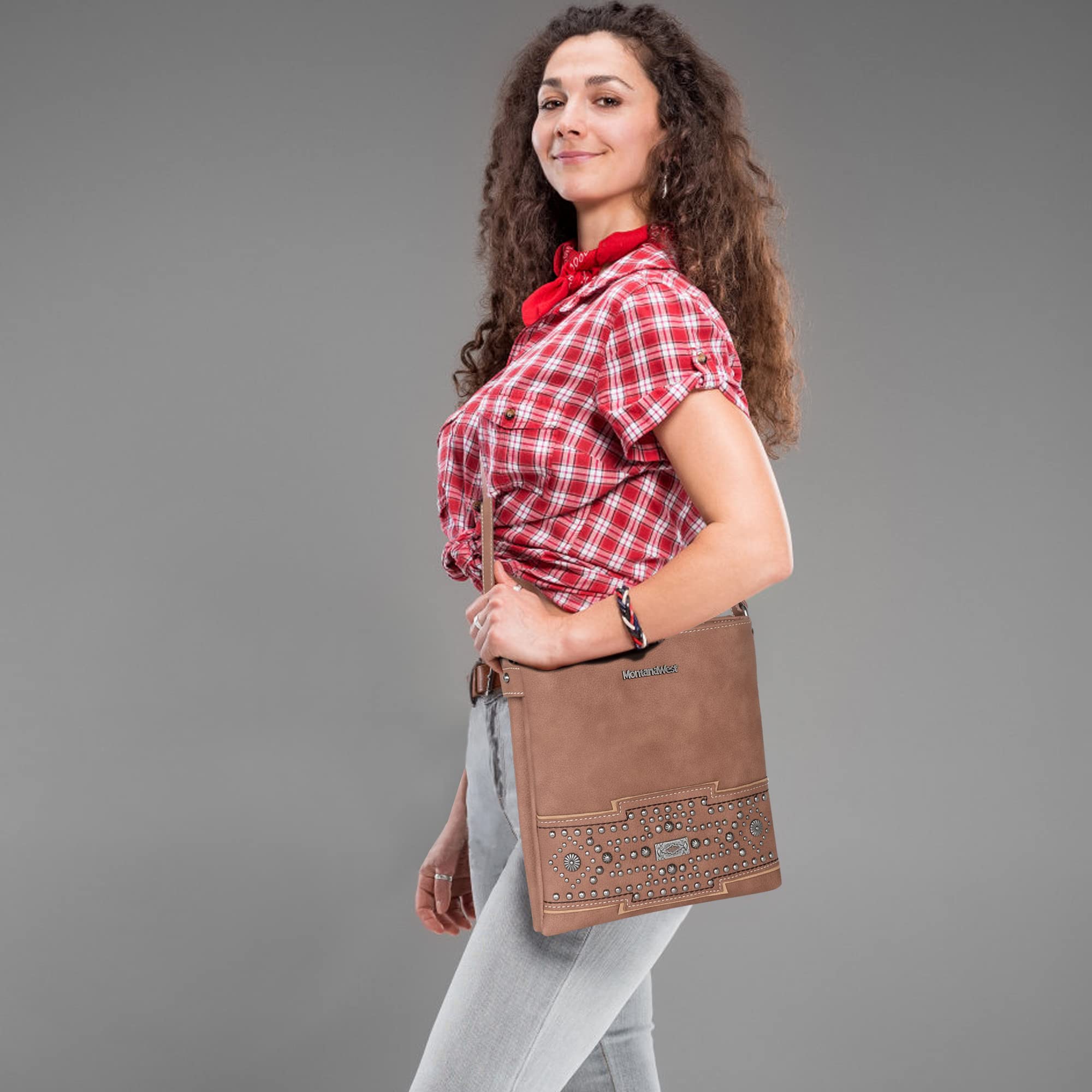 Montana West Leather Concealed Carry Crossbody Bag Western Purses for Women MW1113G-9360BR