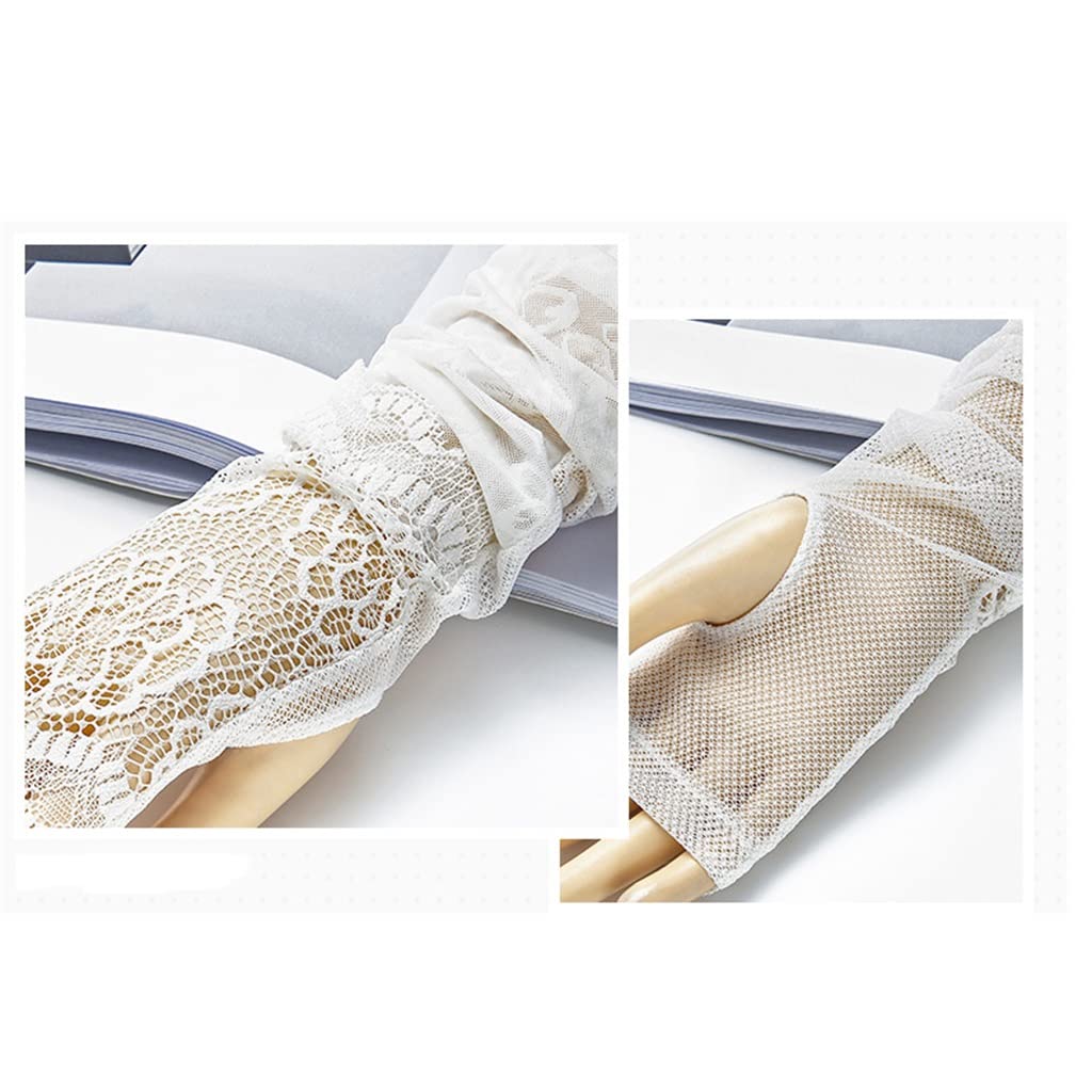 Ladies Gloves Lace Sleeves Long Summer Outdoor Driving Arms Thin Ice Sleeves Lace (Color : C, Size : One Size)