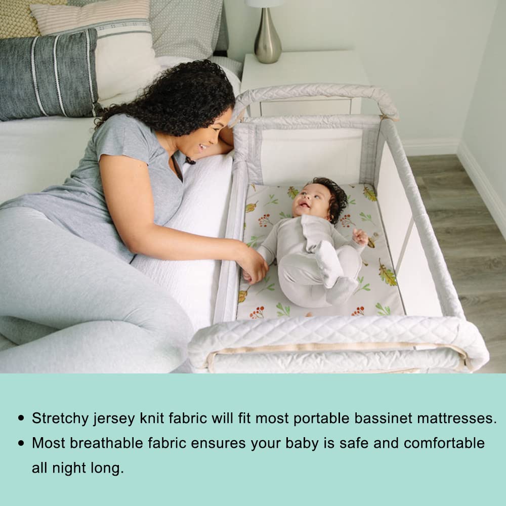 Pack n Play Stretchy Fitted Playard Sheet Set BROLEX 2 Pack Portable Mini Crib Sheets,Convertible Playard Mattress Cover,Ultra Soft Material,Squirrel Mushroom