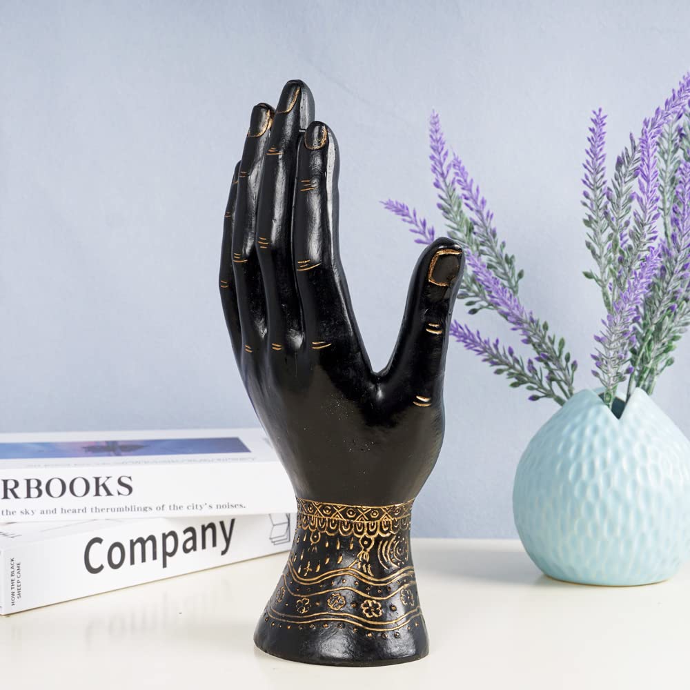 Palmistry Hand Resin Statue Telling Palm Reading, Ancient Mystical Palm with Lines and Symbols Sculpture for Palm Readers(Black)