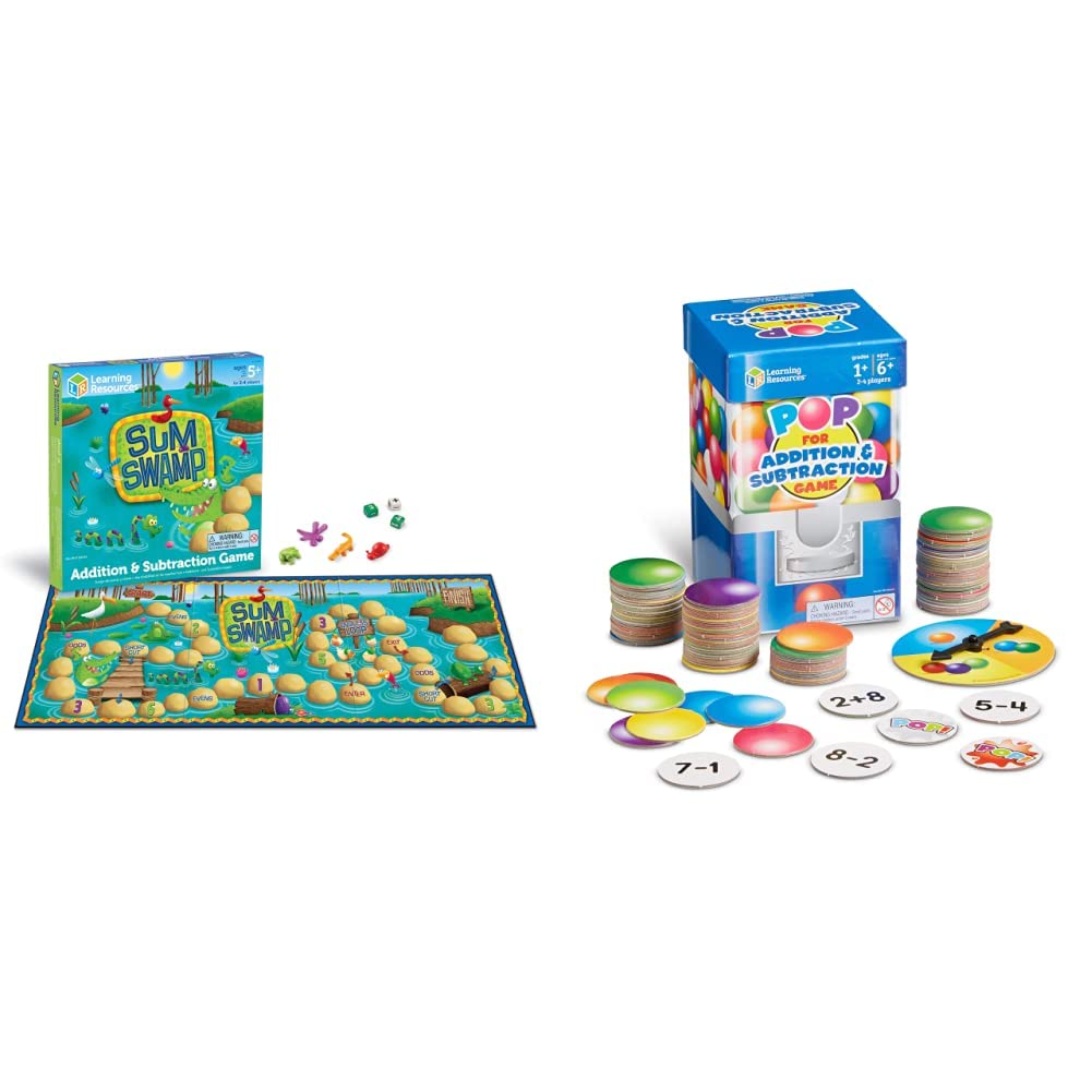 Learning Resources Sum Swamp Game, Addition/Subtraction & Pop for Addition and Subtraction Math Game, Easter Toys , Classroom and Homeschool Math Games