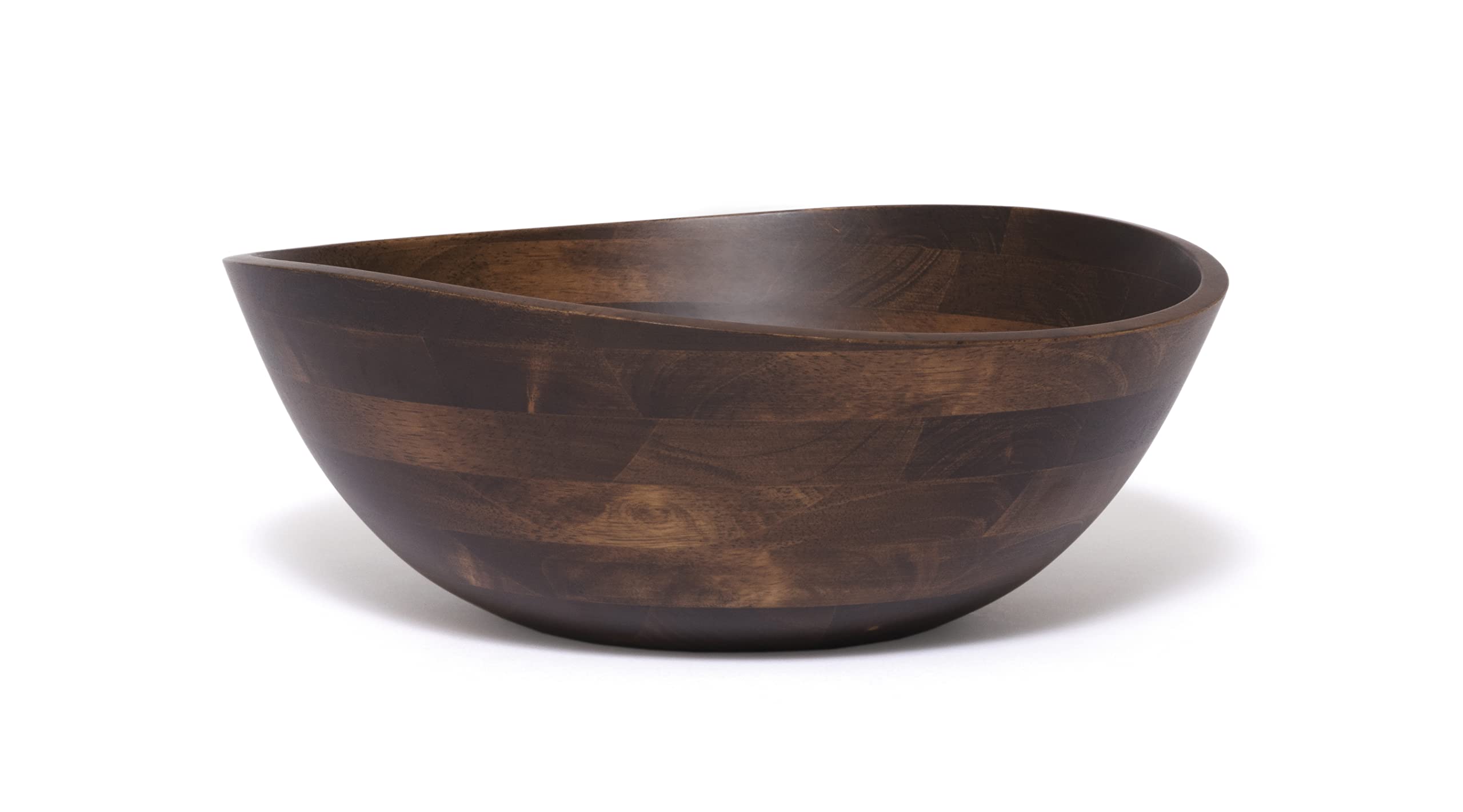 Lipper International Walnut Matte Bowl w/Wavy Rim 13" with Pair of 12" Salad Servers
