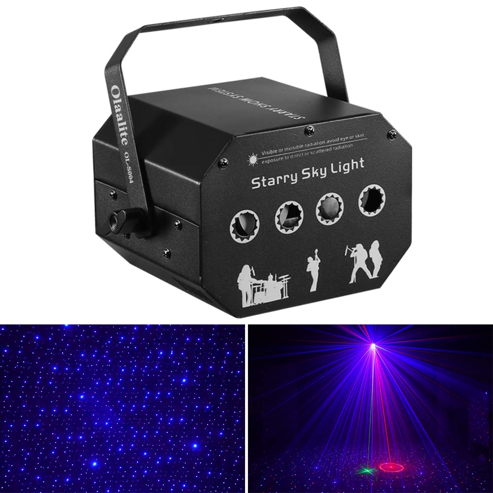 Laser Lights DJ Lights, Olaalite RGB Starry Sky Party Laser Stage Light, Disco Club Pattern Light with Sound Activated & DMX Control, Perfect for Wedding Party Disco Stage & DJ Lighting