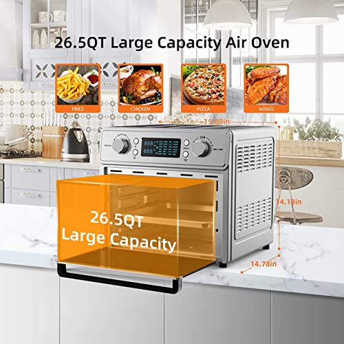 leiko Air Fryer Toaster Oven Combo, 16 QT capacity and Convention Countertop, with microwave&air fryer &roast&bake&thaw &reheat 24-1 function, Stainless Steel, Silver, 1700W.