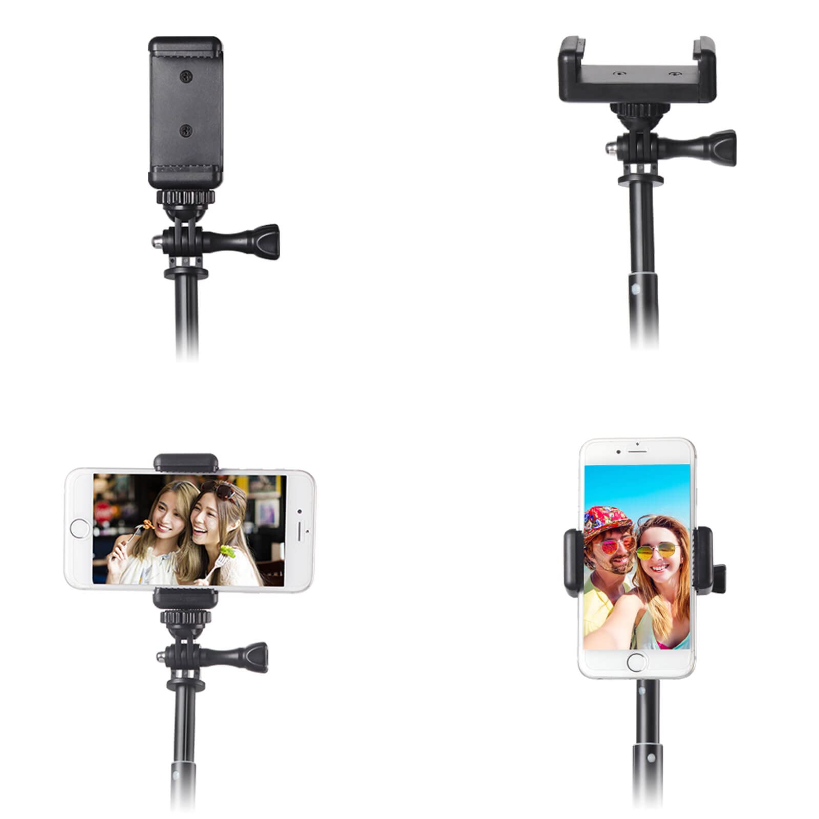 HSU Extendable Selfie Stick, Waterproof Hand Grip for GoPro Hero 12/11/10/9/8/7/6/5/4, Handheld Monopod Compatible with Cell Phones, AKASO Campark Insta360 X3 and Other Action Cameras