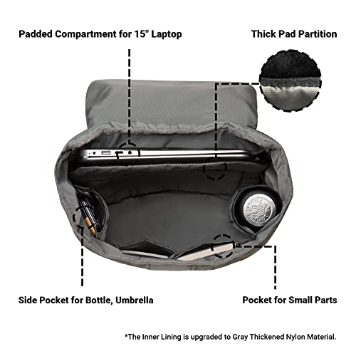 KAUKKO Travel Laptop Backpack Outdoor Rucksack Causal backpack Fits 15.6"(Nylon Black)
