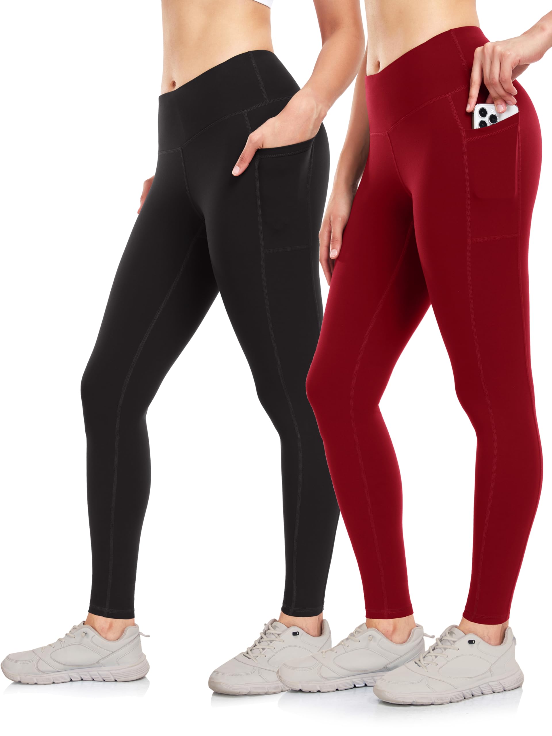 LegEnd Women's Buttery Soft Spandex Leggings High Waist Squat Proof 27" Yoga Pants with Pockets Black