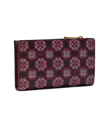 Kate Spade New York Spade Flower Monogram Coated Canvas Small Slim Bifold Wallet Garnet Rose Multi One Size