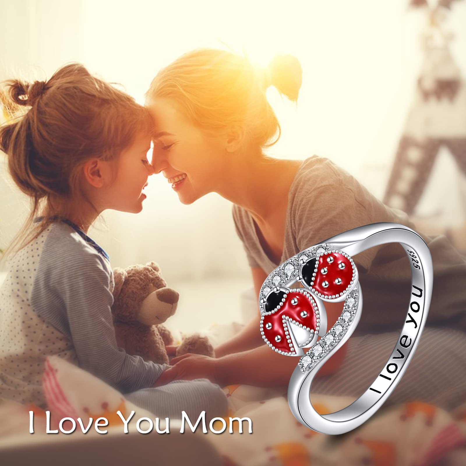 Ladybug Ring for Women 925 Sterling Silver Ladybug Jewelry Gifts -8