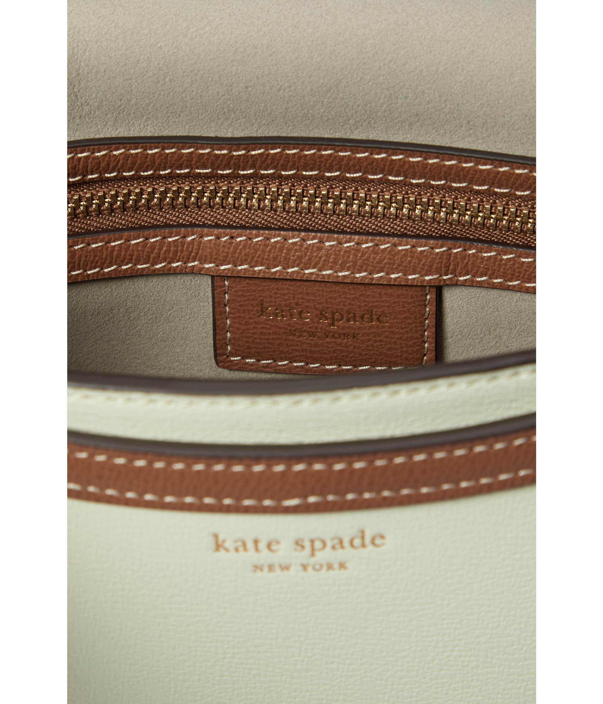 Kate Spade New York Katy Color-Blocked Textured Leather Medium Shoulder Bag Halo White Multi One Size