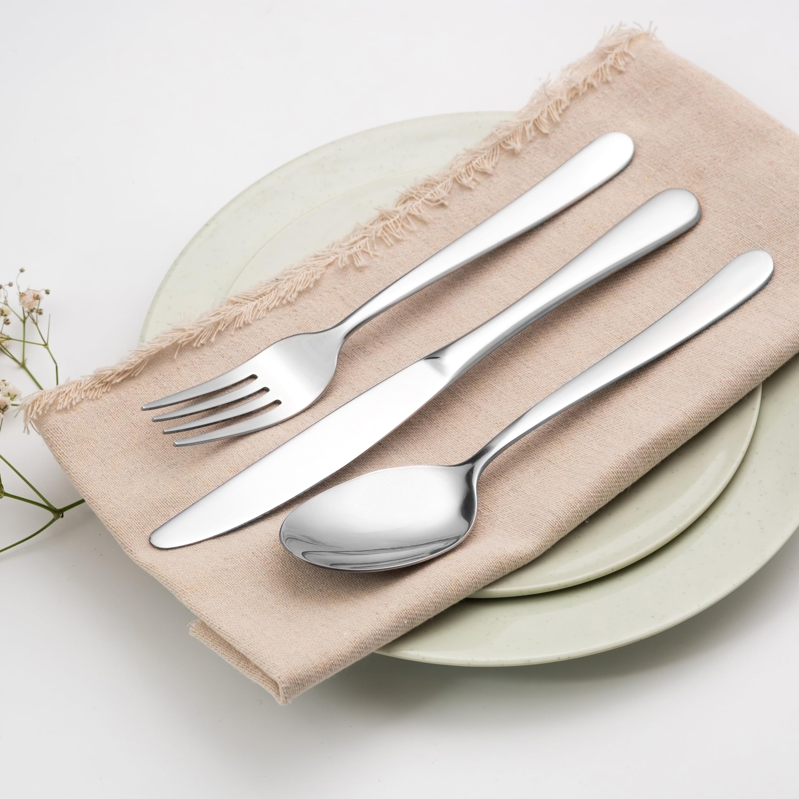 Senadore Stainless Steel Dinner Knife - Knife Set of 16 - Mirror Finish and Dishwasher Safe - 8.7" Dinner Knives for Casual and Formal Occasions (Casual Luxury)