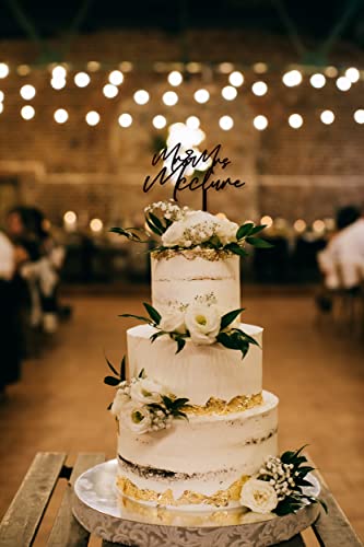 Mr and Mrs Cake Topper for wedding -cake topper with last name- wedding topper -handwritten wedding topper, metallic personalized topper