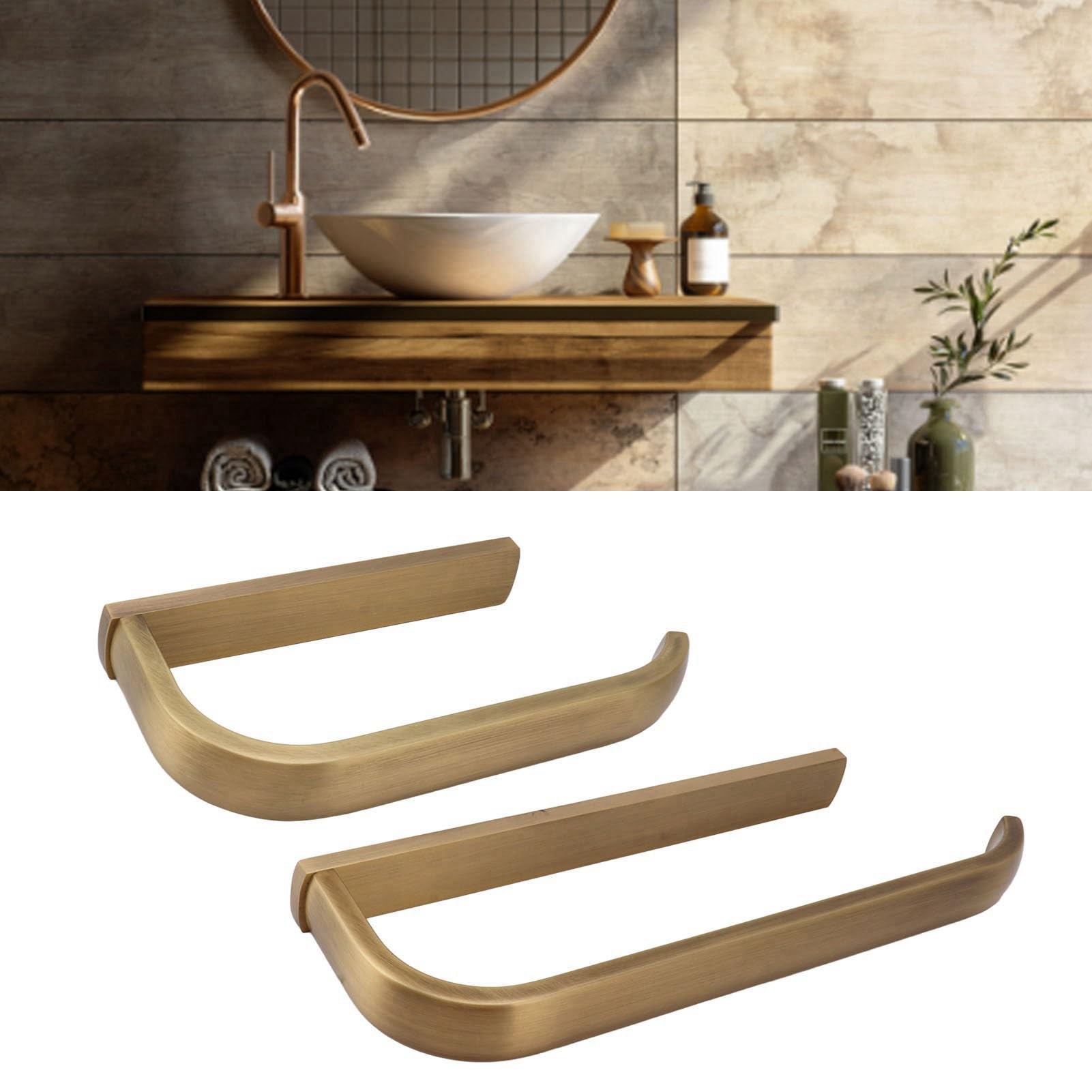 Stainless Steel Towel Rack, Wall Mounted Retro Style Space Saving Antique Brass Towel Holder for Bathroom Entrance(Large)