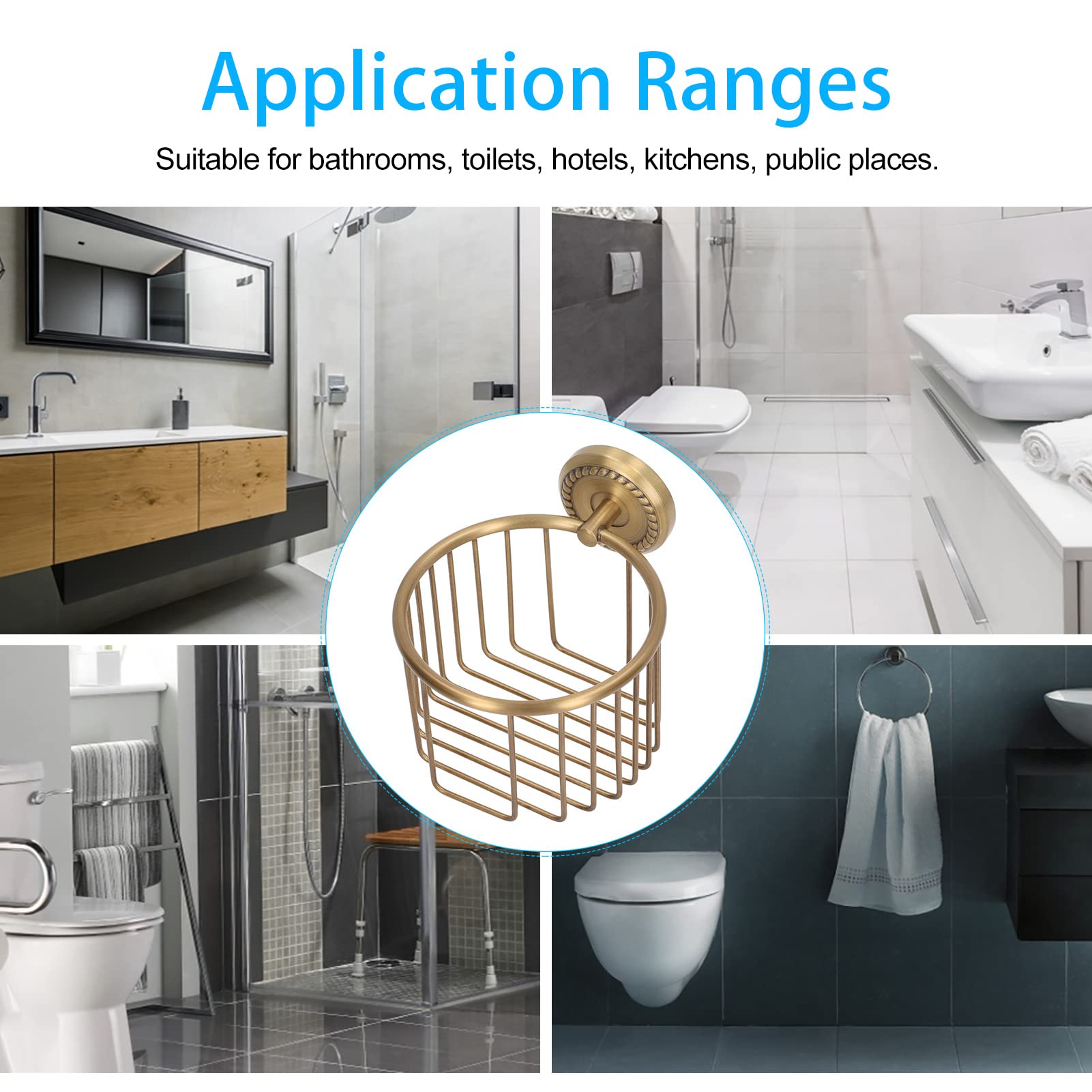 Toilet Paper Holder Stand, Brass Toilet Tissue Organizer Wall Mounted Toilet Paper Holder Tissue Roll Storage Rack Bathroom Tissue Organizer Tissue Roll Basket Rack for Bathroom