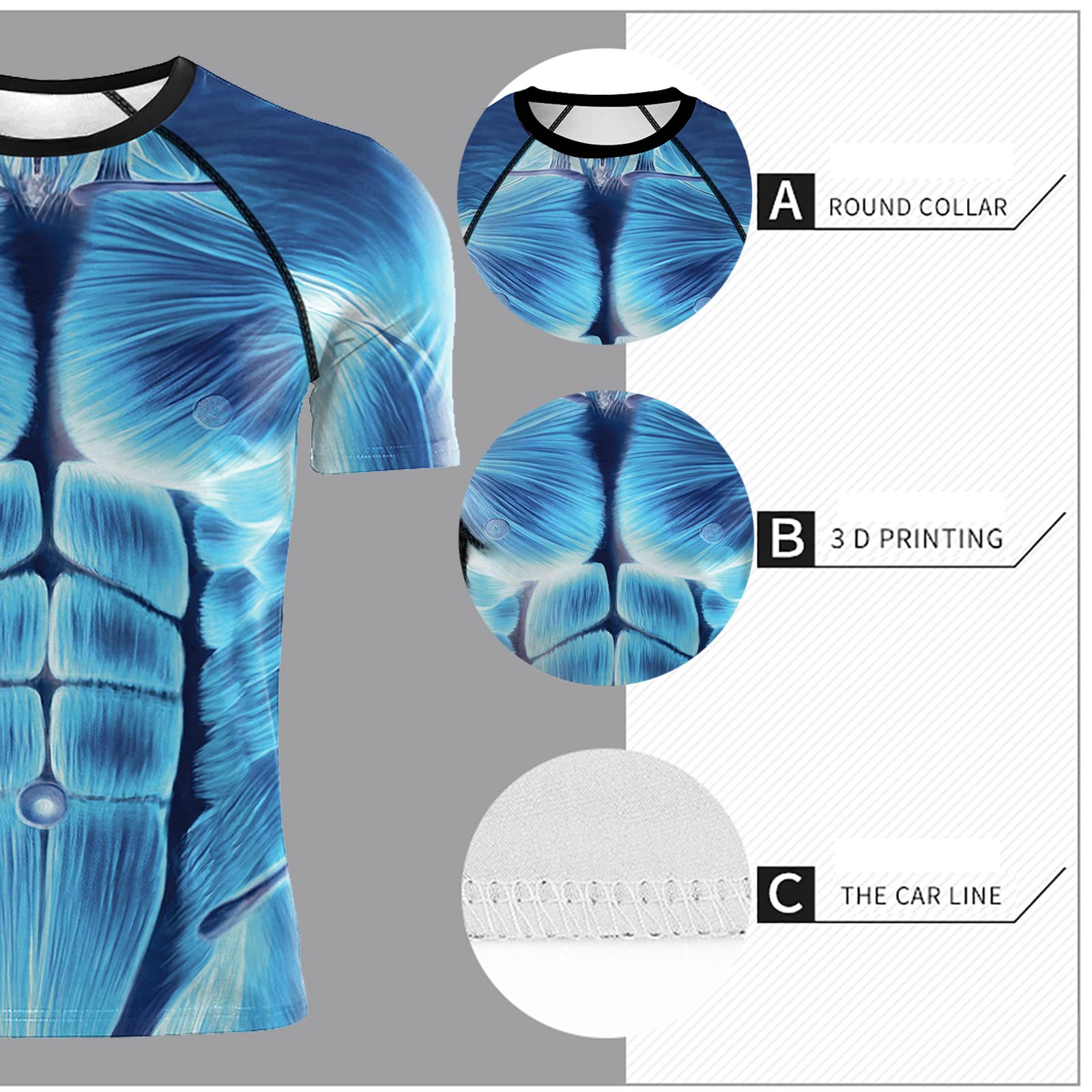 Men's Compression Shirt 3D Print T-Shirt Sports Running Fitness Quick Dry Workout Base Layer Shirts for Mens