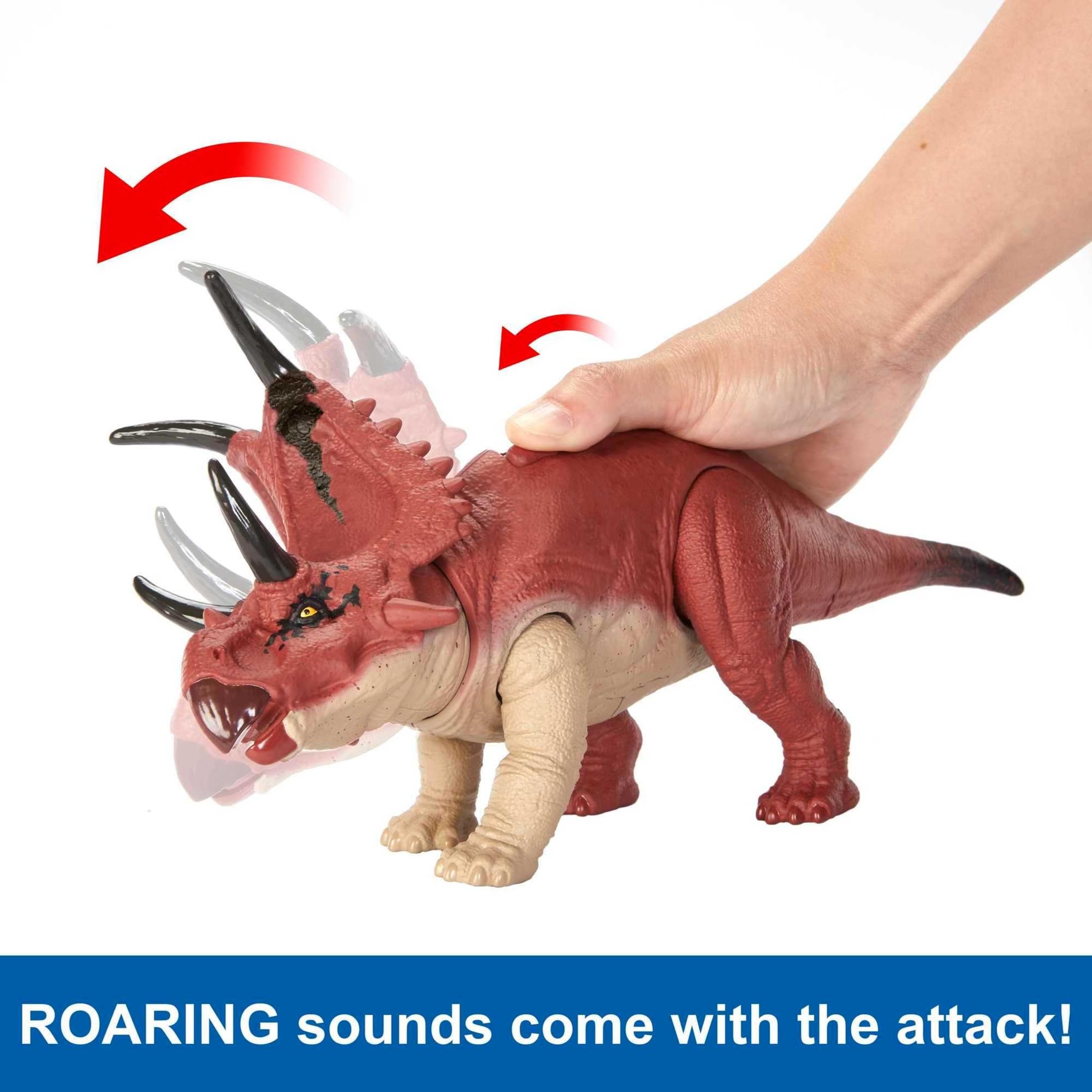 Mattel Jurassic World Dominion Wild Roar Diabloceratops Dinosaur Action Figure Toy with Sound & Attack Action, Plus Downloadable App & AR