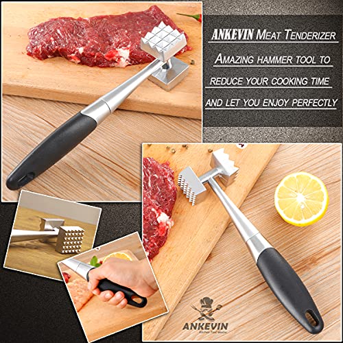 Meat Tenderizer, Dual-Sided Nails Meat Mallet, Meat Hammer Used for Steak, Chicken, Fish,Meat Pounder With Rubber Comfort Grip Handle, 8.8 inches Meat Tenderizer Tool