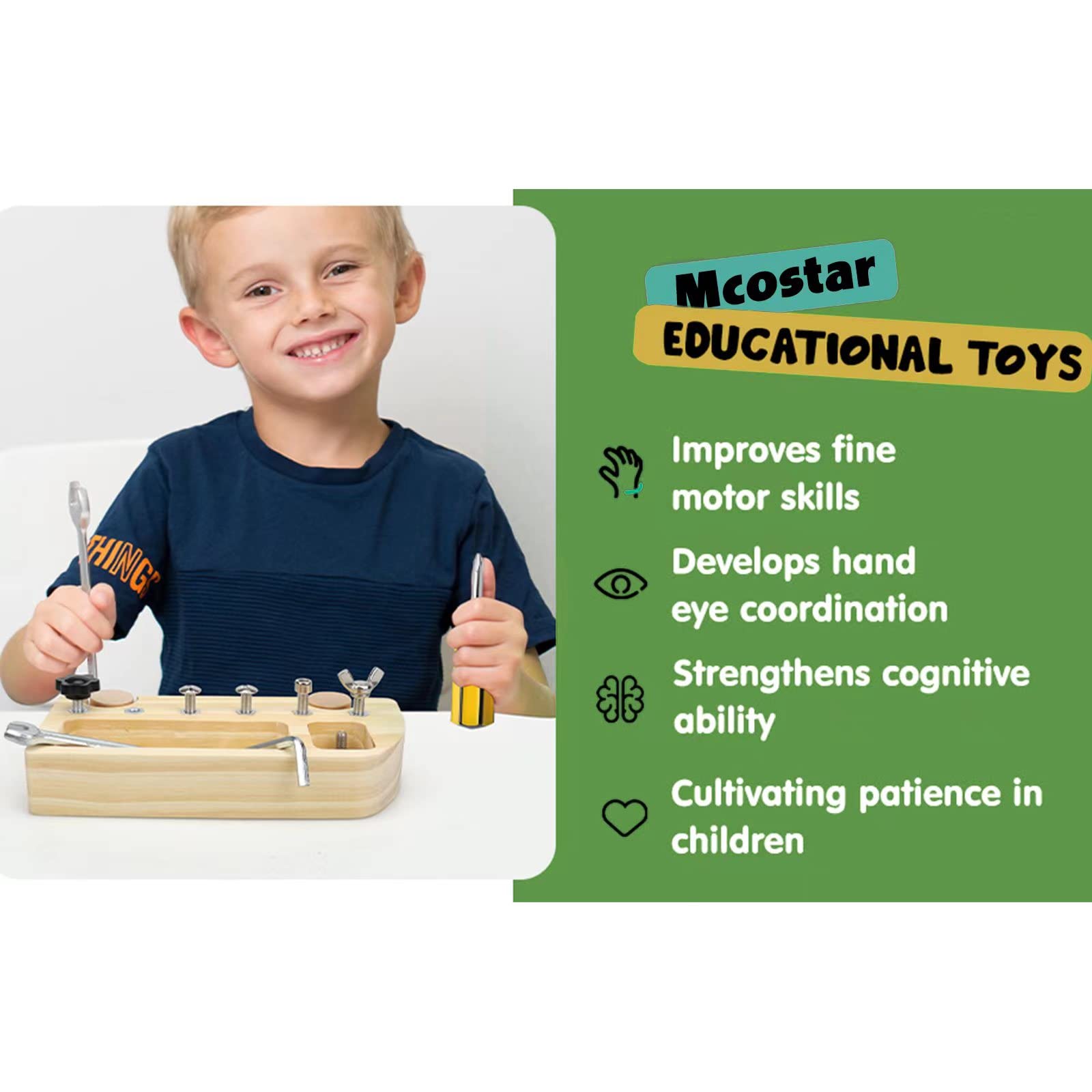 Montessori Screwdriver Board Set, Montessori Toys for 3+ Year Old, Basic Skills Sensory, Learning Sensory Bin Toys Preschool Materials,Toddler Fine Motor Skill Construction Building STEM Toy Set