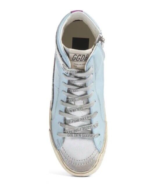 Golden Goose Women's Light Blue Leather Slide High Top Sneakers (us_footwear_size_system, adult, women, numeric, medium, numeric_6)