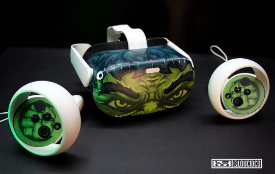 Incredible Green Beast VR Skin Wrap Decal for Oculus Quest 2 VR Headset - Easy-to-install Stickers for Meta Quest 2 VR2
