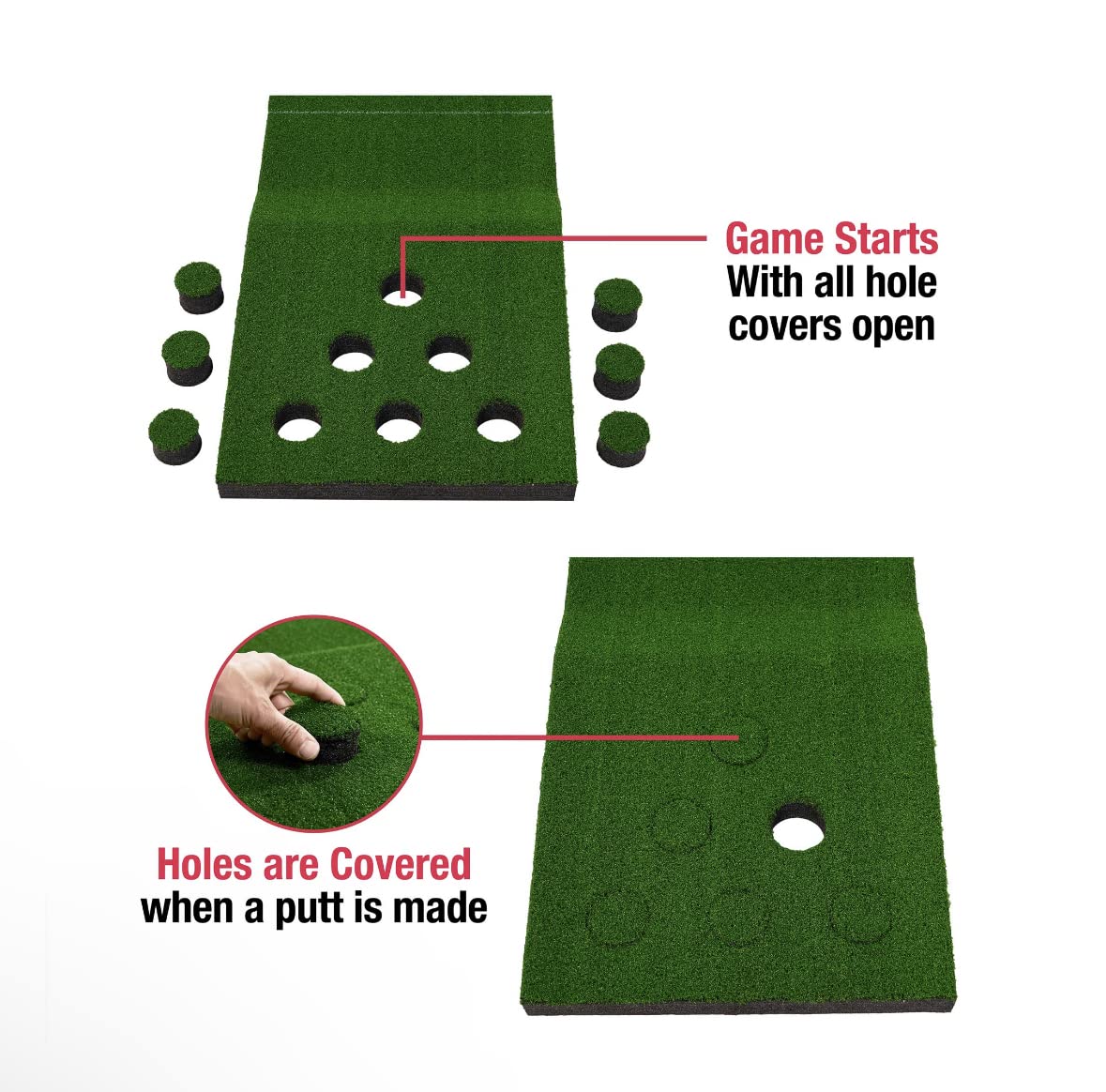 MD Sports Golf Pong Game Set, 100inch, Green, Includes 2 Putters and 4 Balls, Foldable