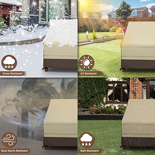 MR. COVER Stacking Outdoor Chair Covers, Fits 4-6 Stackable Patio Chairs, 26W x 34D x 45H Inches, Large Air Vents, Waterproof & UV-Resistant Material, Brown & Khaki