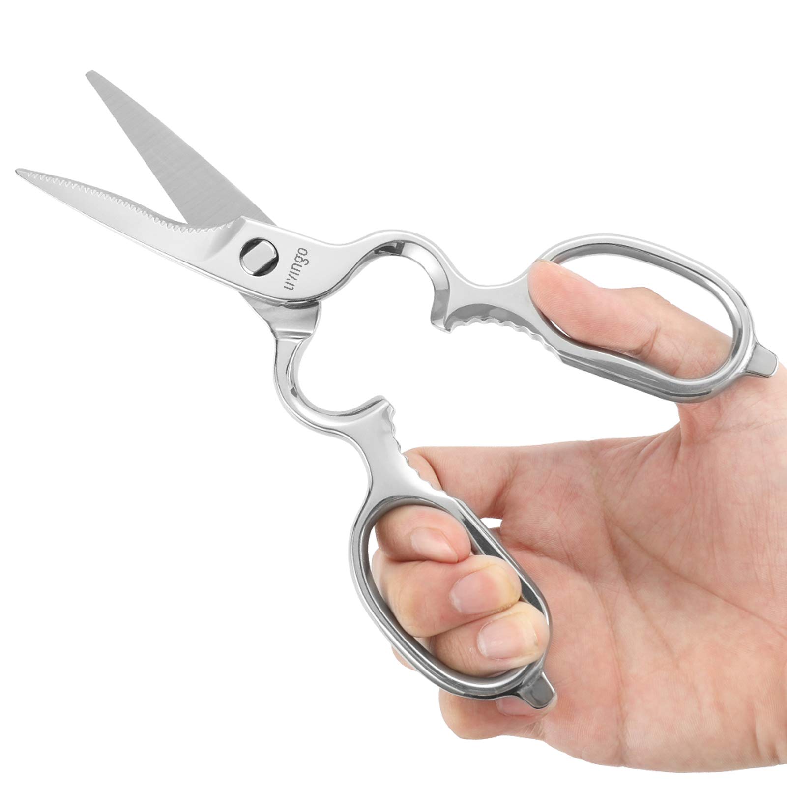 LIVINGO Kitchen Forged Shears Heavy Duty Come Apart Ultra Sharp Multi-function Stainless Steel Scissors Bottle Opener, Nut Cracker 8.5 inch