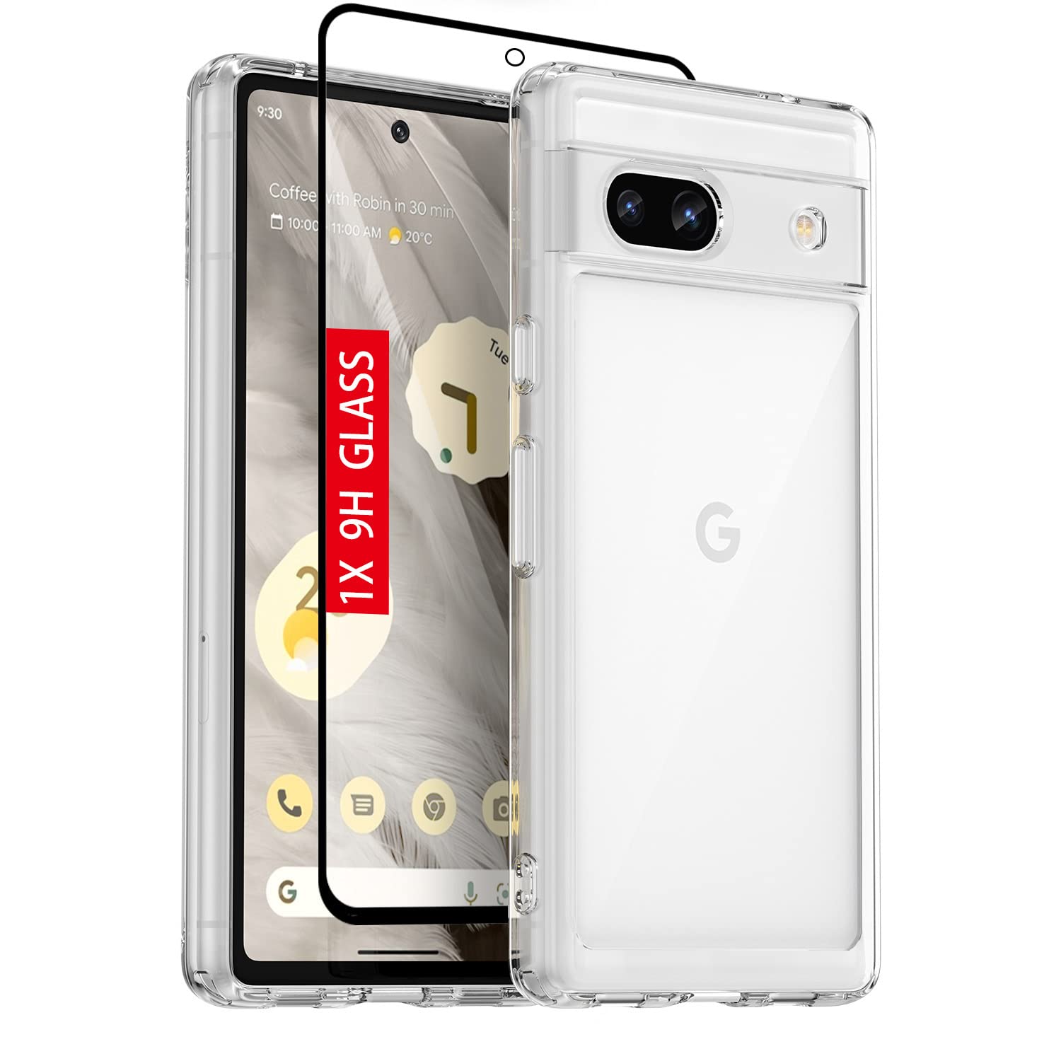 Guarishel for Google Pixel 7a Case: with [Tempered Glass Screen Protector][Built-in 4 Airbags][Not-Yellowing] Military-Grade Shockproof Protective Phone case for Google Pixel 7a, Crystal Clear