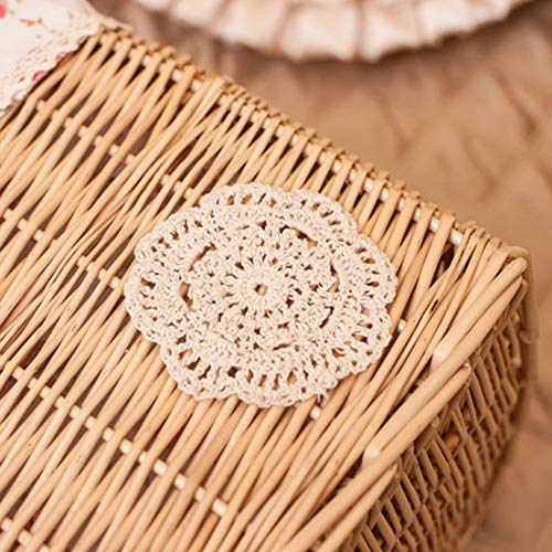 Jaquiain Wicker Storage Basket Hand-Woven Storage Basket Container with Lid for Desktop