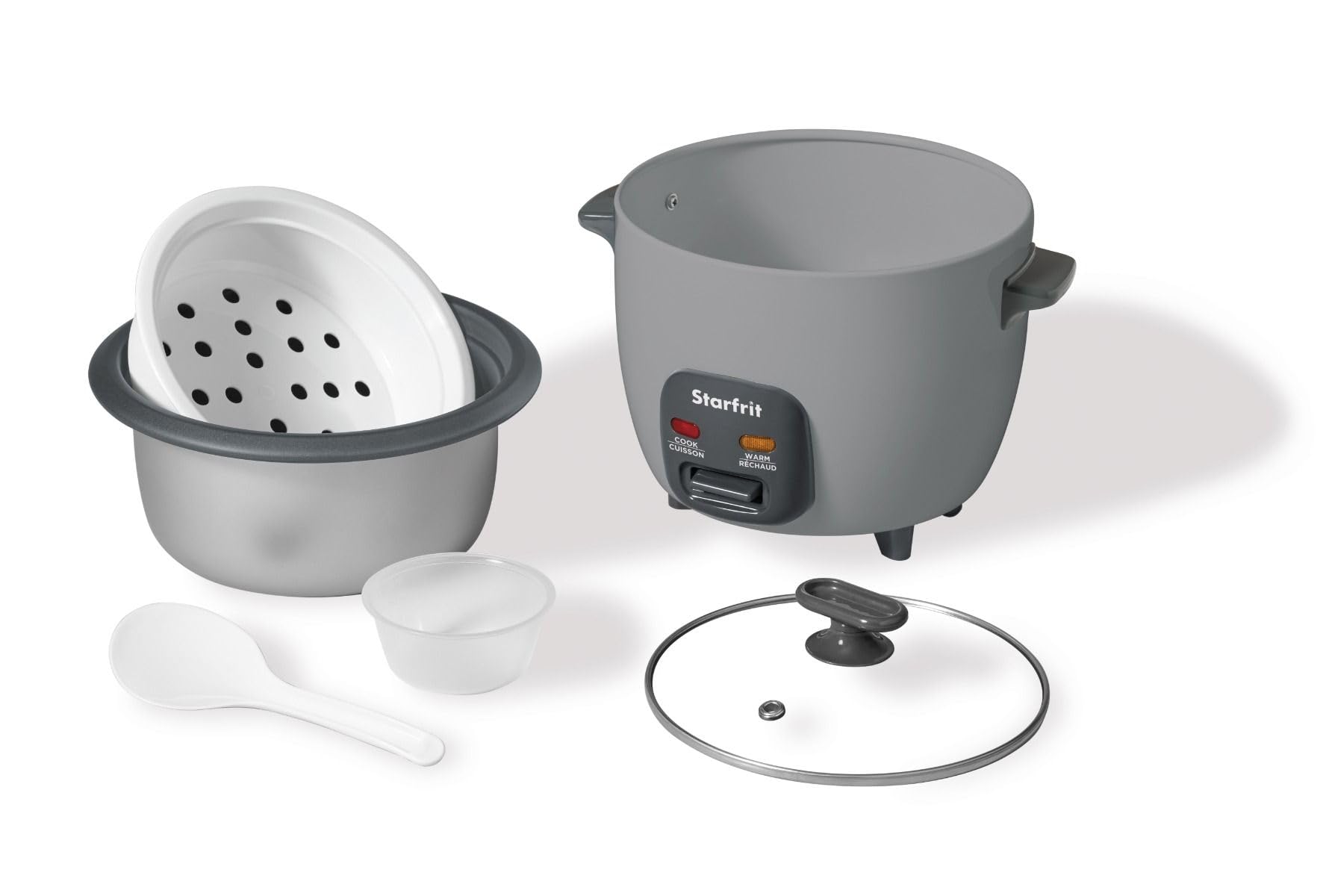Starfrit Electric Rice Cooker - 10 Cups - Steamer Basket, Measuring Cup & Service Spoon - 400W - Makes Perfect Rice!