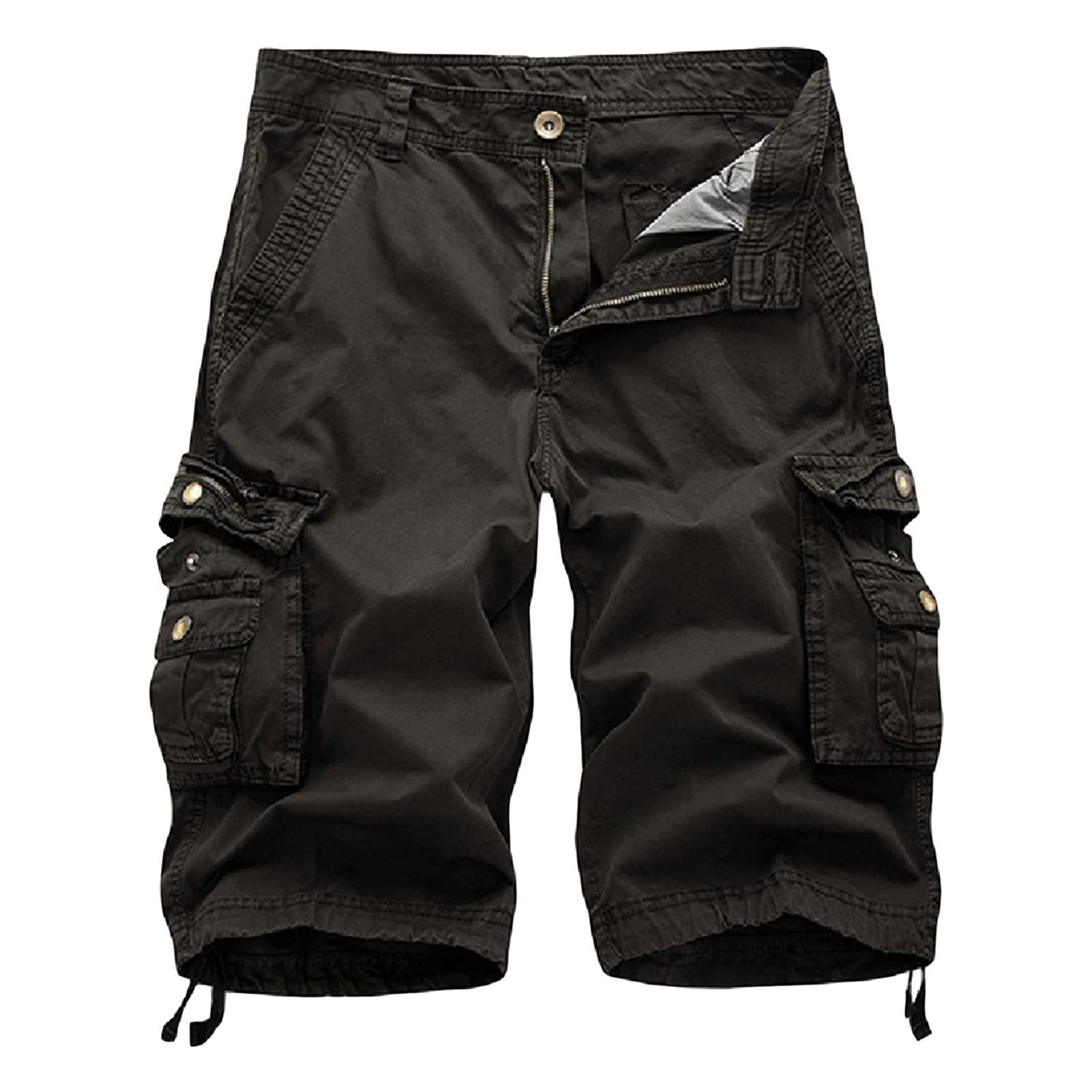 Men's Cotton Twill Multi Pockets Shorts Lightweight Relaxed Fit Cargo Short Casual Outdoor Military Short Pants (Dark Grey,38)