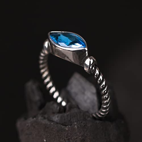 milano palace jewelry Handmade Real 925 Solid Sterling Silver Rings for Women with CZ Cubic Zirconia Aquamarine Color (6)