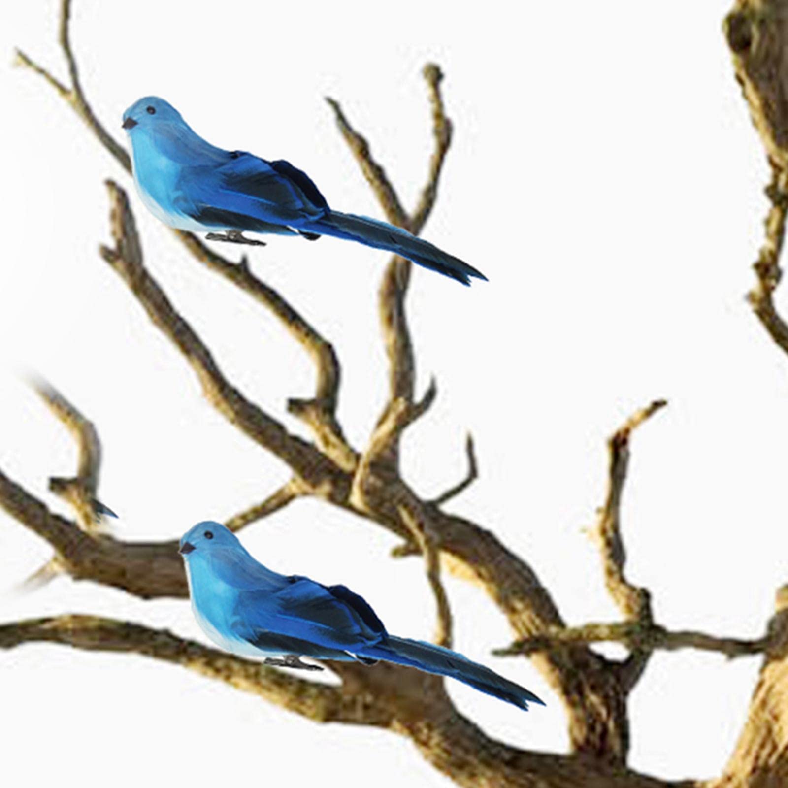 joyMerit 2Pcs Artificial Foam Birds, Clip on Feathered Bird Ornaments, DIY Craft for Home Garden Lawn Decoration Party Accessories, Blue