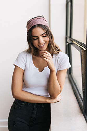 Maven Thread Boho Workout Headbands for Women, 4" Thick Non Slip Sweatbands for Women, 2 Pack, Black, Yoga, Exercise, Running