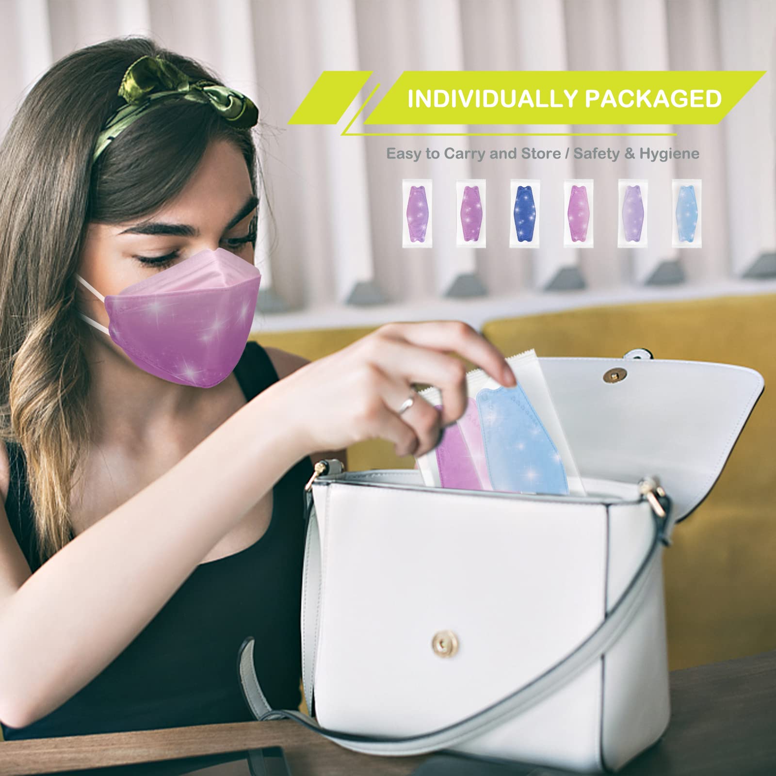 Monyus 60PCS Gradient Color Masks, 3D Disposable 4-Layer Face Masks For Adult Galaxy Design, Every Piece Individually Packaged