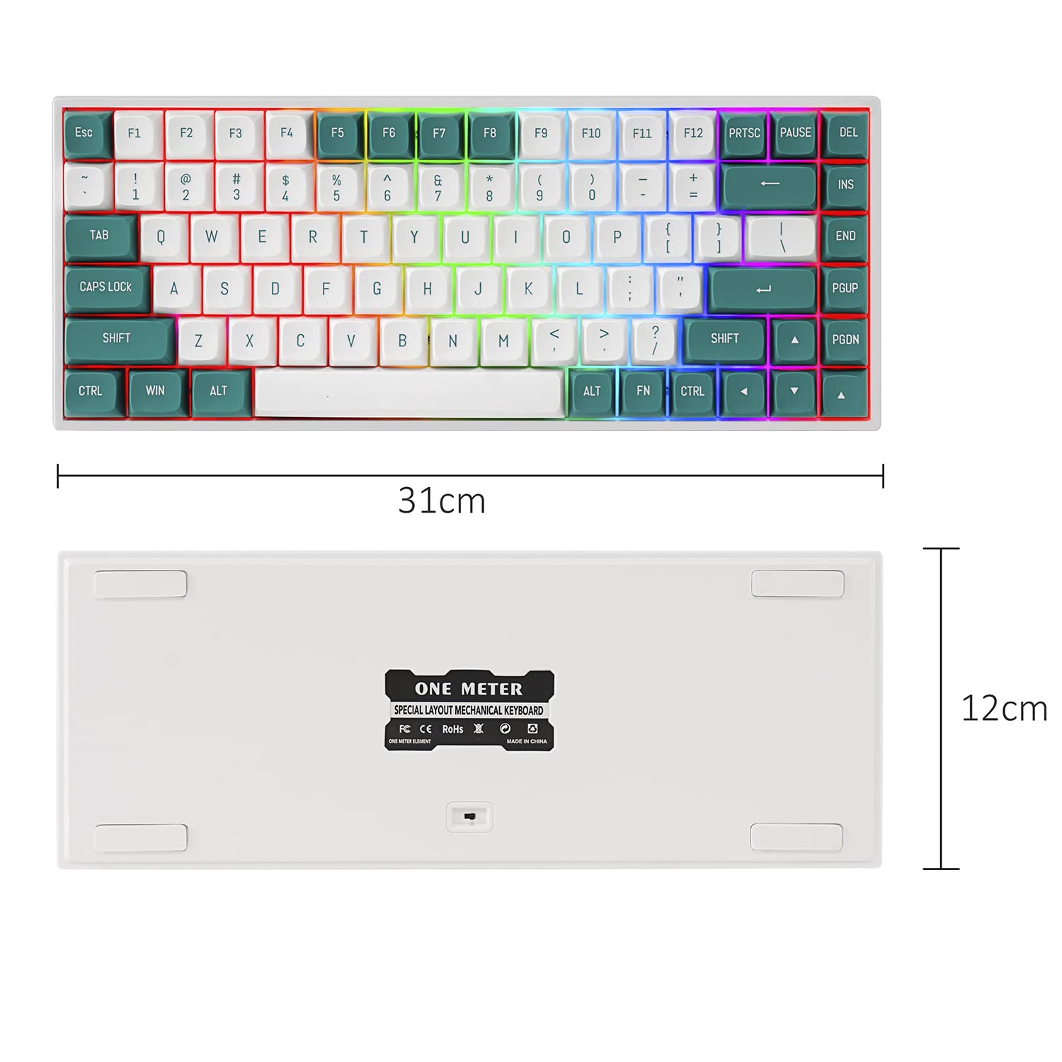 ONE METER 75% Wireless Mechanical Keyboard, Hot Swappable Mechanical Gaming Keyboard with Gateron Magnetic Jade Switches and PBT Keycaps RGB LED Backlit