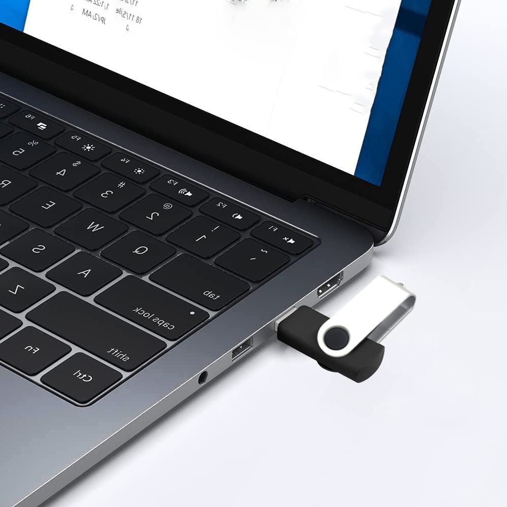 OLATEC 10 Pack Black USB 2.0 Flash Drives of 4GB 8GB 16GB Bulk Thumb Drives 360° Swivel Keychain Design Memory Sticks Pen Drive Data Storage USB Stick (4GB)