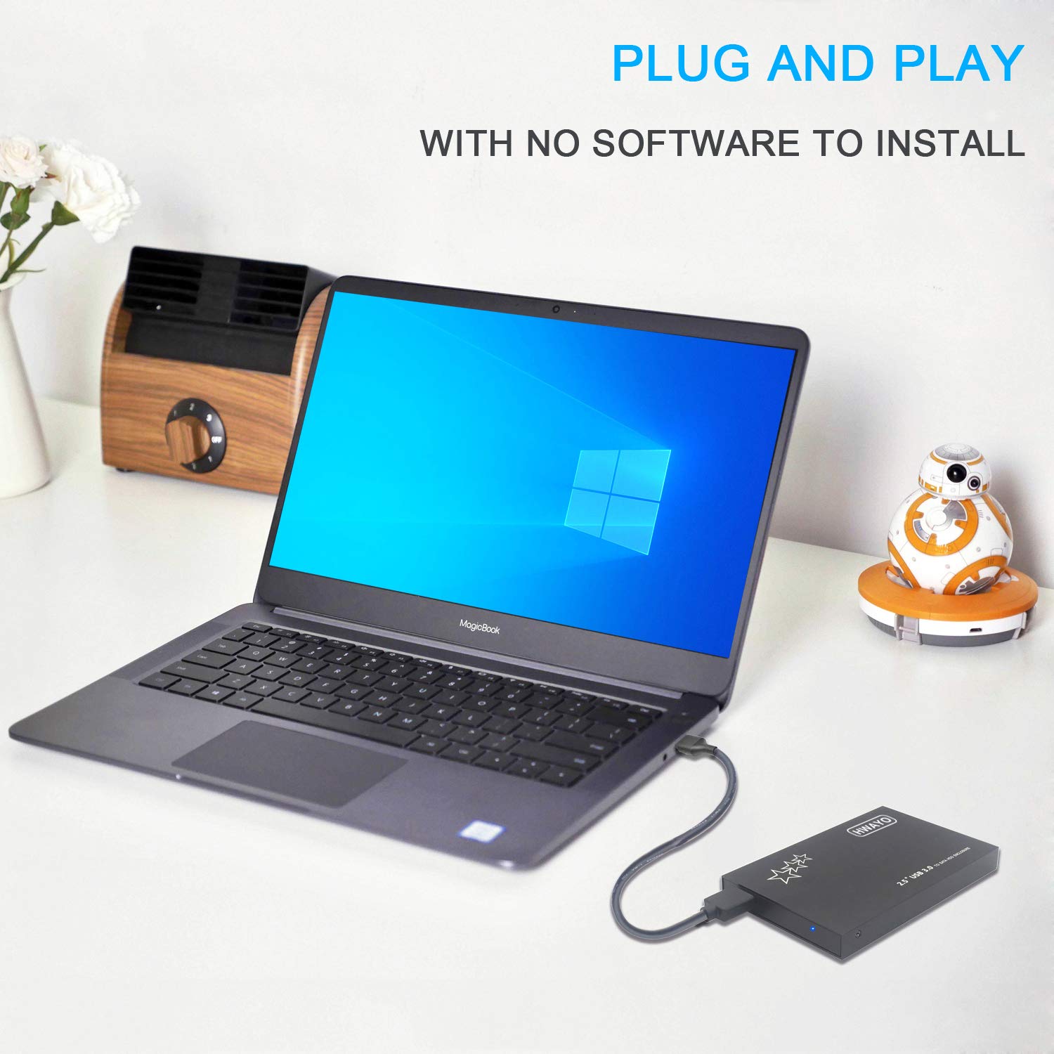 HWAYO 160GB External Hard Drive Portable 2.5'' Ultra Slim HDD Storage USB 3.0 for PC, Laptop, Mac, Chromebook (Silver)