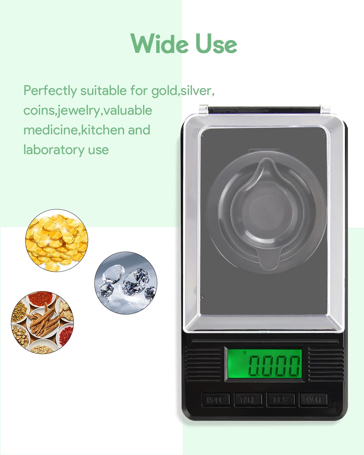 Milligram Scale (50g/ 0.001g) - Mg/Gram Scale, Precision Digital Pocket Kitchen Scale for Powder Medicine/Jewelry/Reloading/Herb(Including Batteries, Calibration Weights)