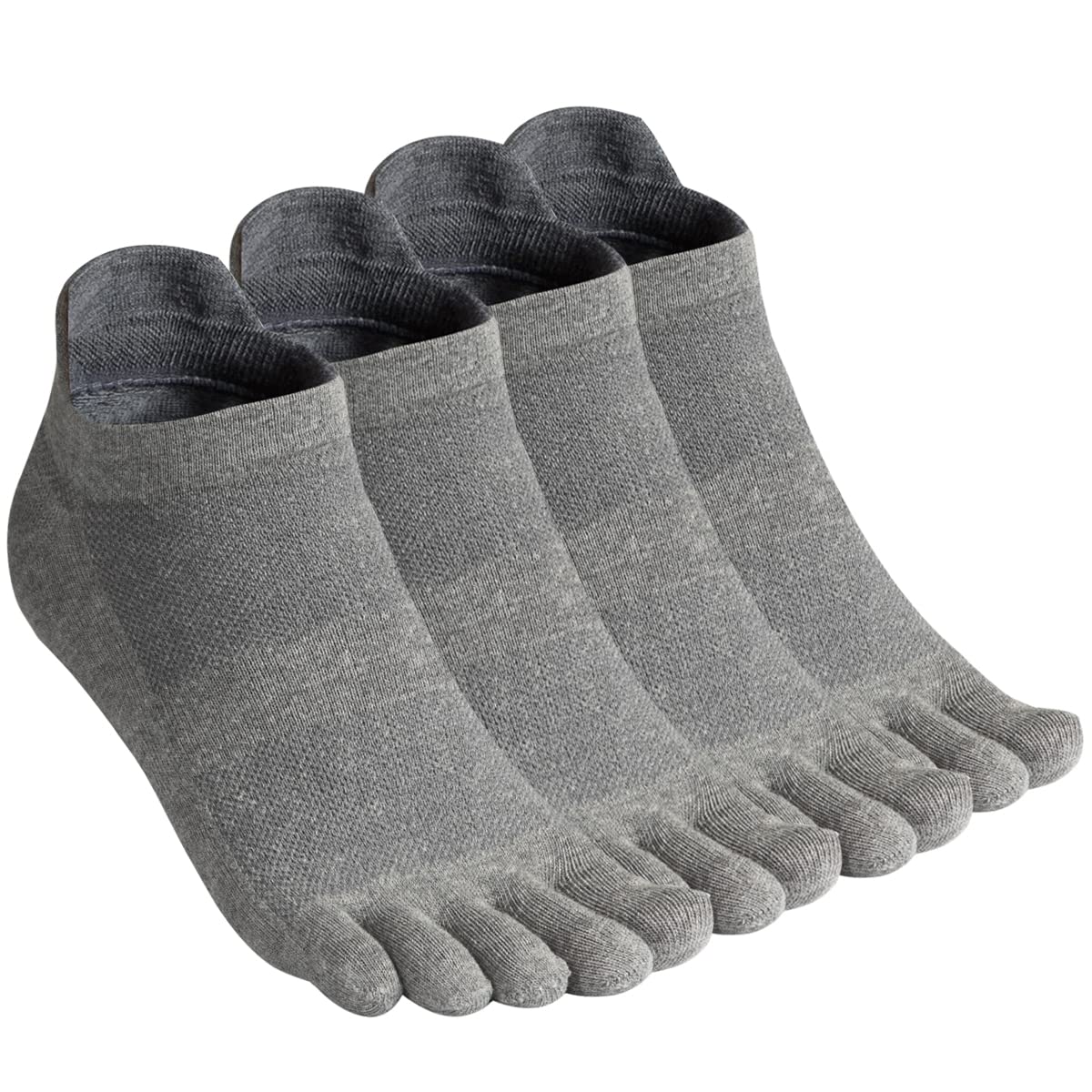 Meaiguo Men's Toe Socks Cotton Five Finger Socks Athletic Socks for Running 4 Pairs(Grey)