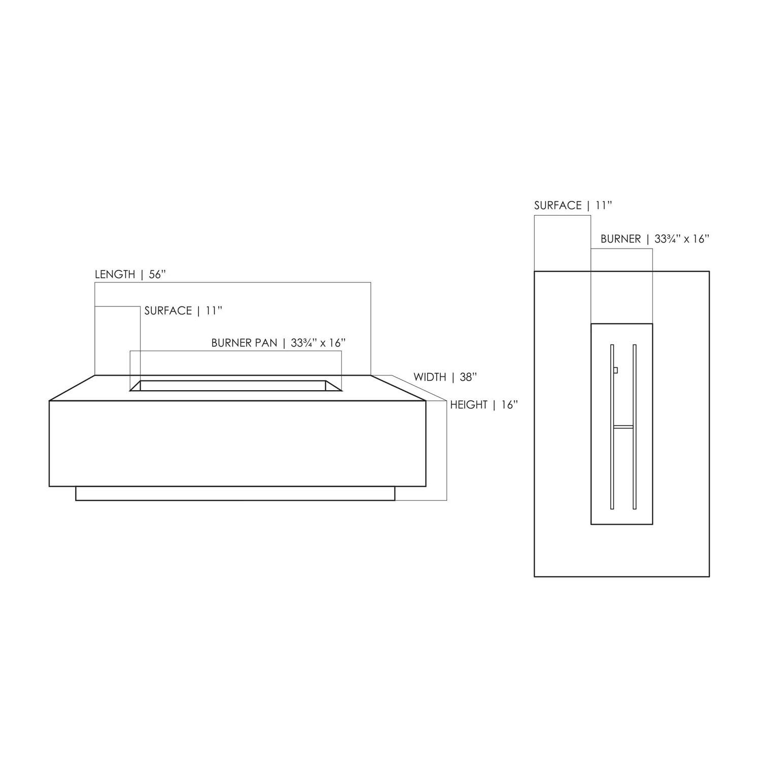 Prism Hardscapes Tavola 1 Concrete Gas Fire Pit (PH-405-4NG), Natural Gas, Pewter, 56x38-Inch
