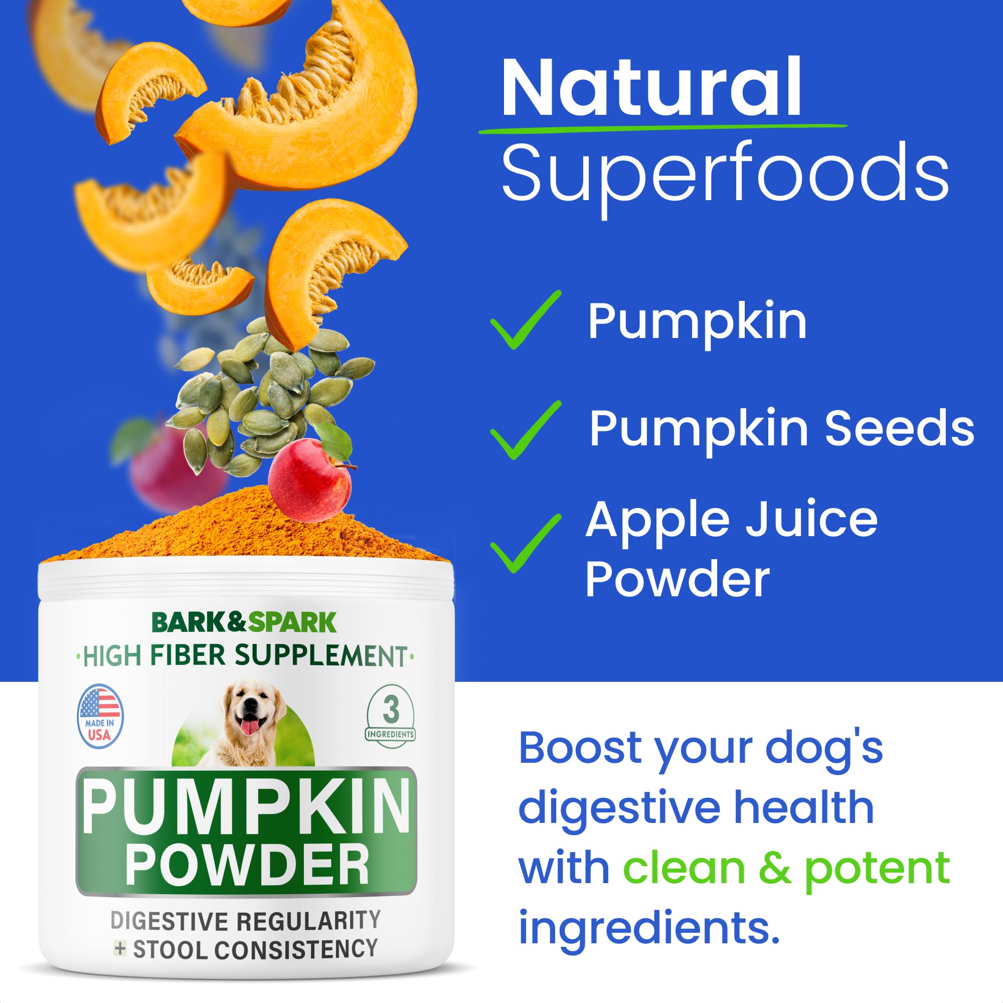 Pumpkin for Dogs - Apple, Pumpkin Seeds and Pumpkin Fruit - Fiber Supplement and Stool Softener - Diarrhea, Constipation, Upset Stomach, Food Sensitivity - Improve Digestion - 6oz Unflavored