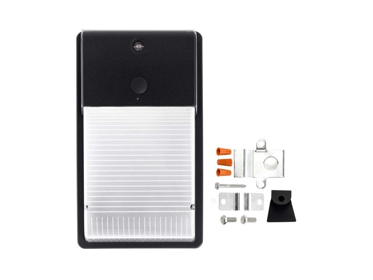 Home Zone Security LED Wall Pack Light - Outdoor Hardwired Dusk to Dawn Ultra Bright 3000K Warm LED Wall Light, Black (ES00756V)